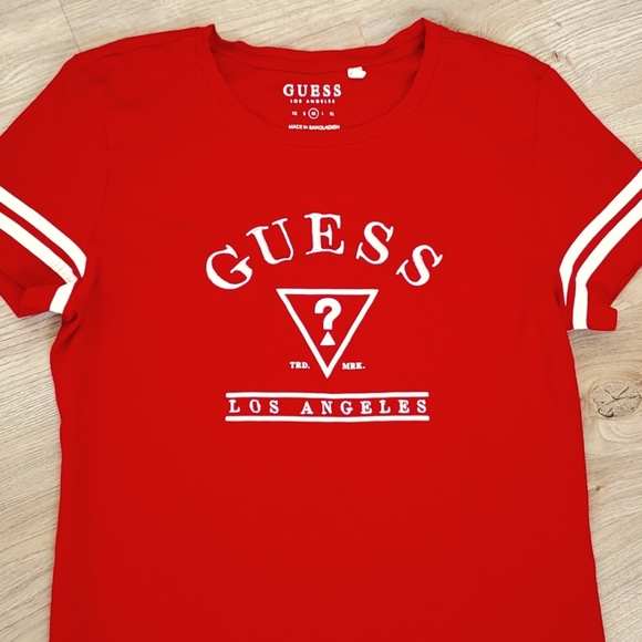 Guess | Tops | Guess Red White Logo Tshirt | Poshmark